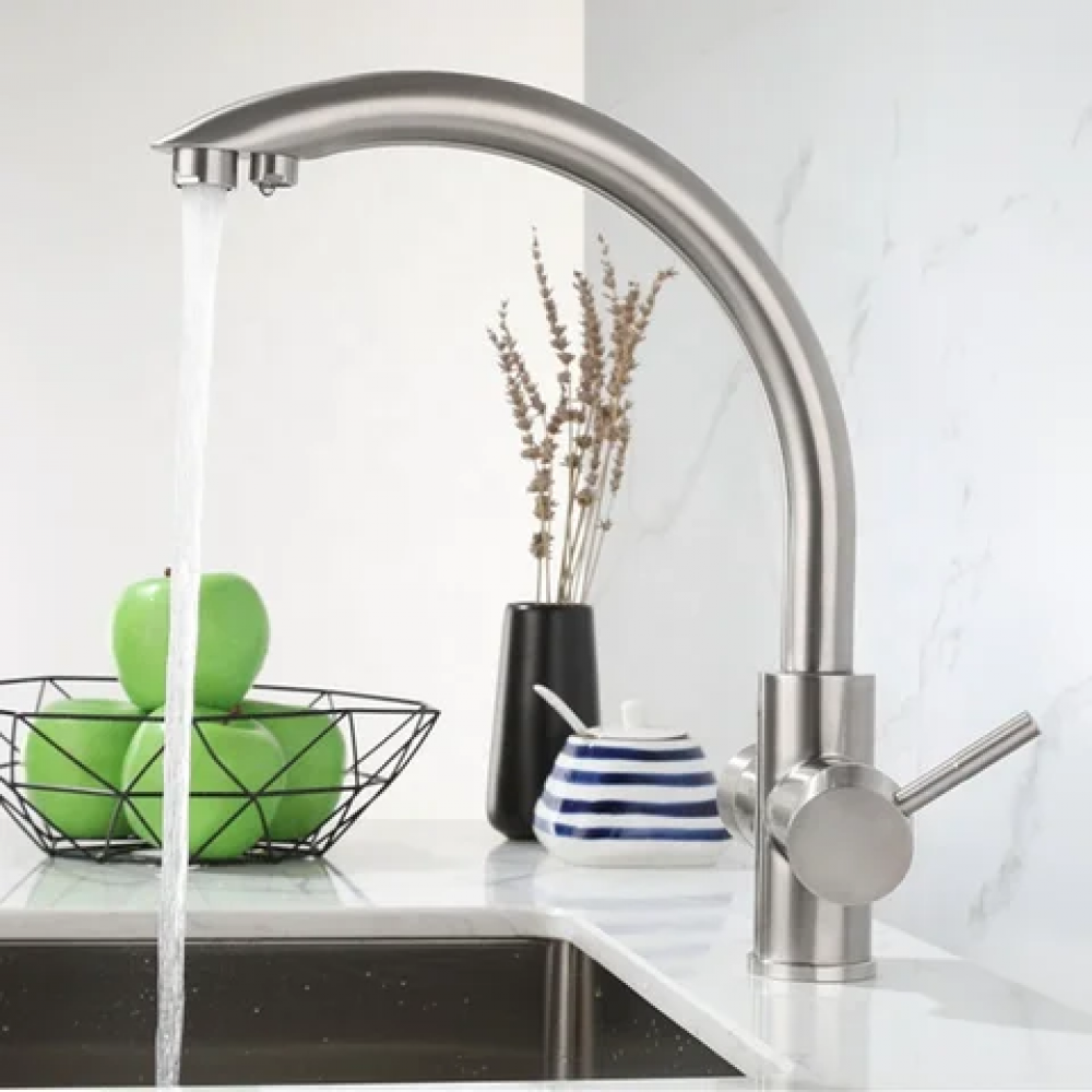 Μπαταρία κουζίνας τριοδη stainless 304 Inox Satine